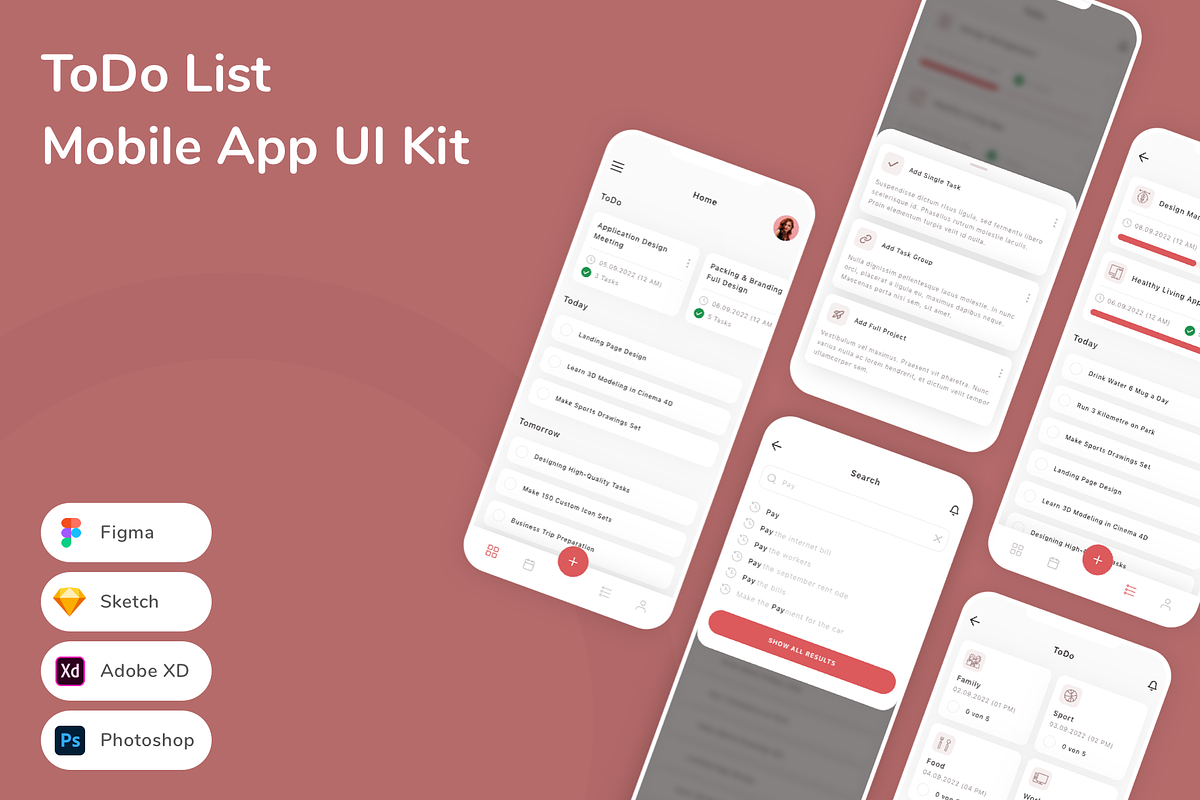 ToDo List Mobile App UI Kit, an UI Kit Template by Betush
