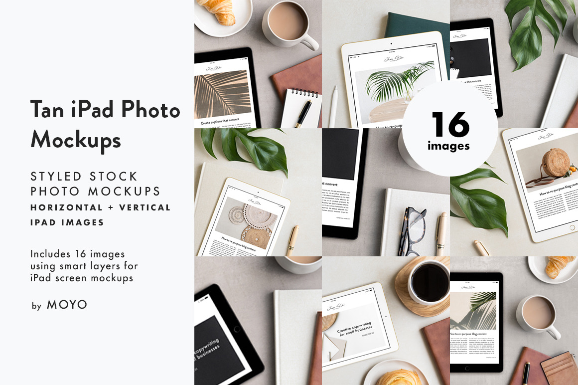 Tan iPad Photo Mockup Bundle, an iPad Mockup by Moyo Studio