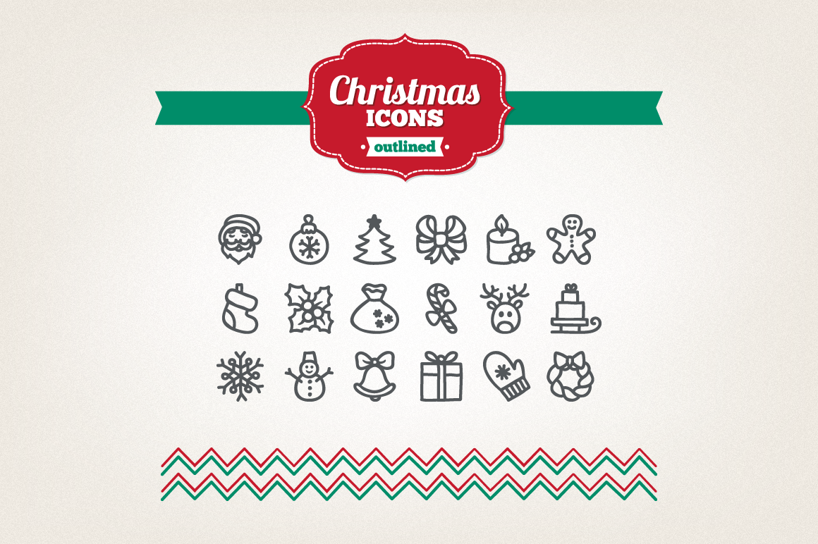 Hand drawn Christmas icons, an Outline Icon by miumiu