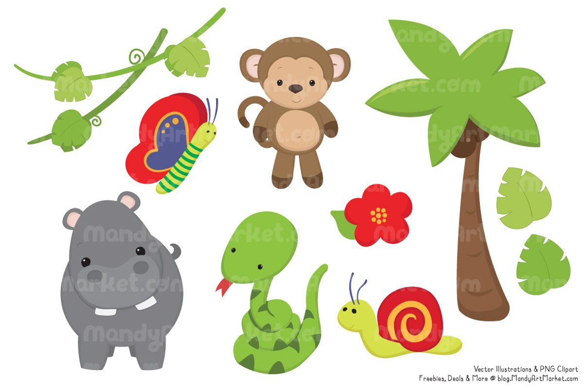 Cute Jungle Animal Clipart, an Animal Illustration by Amanda Ilkov