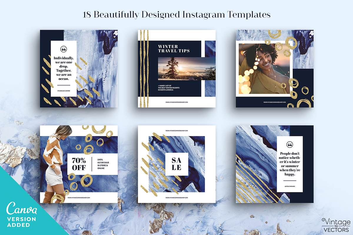 INDIGO Instagram Template Set, a Social Media Template by Vintage To ...