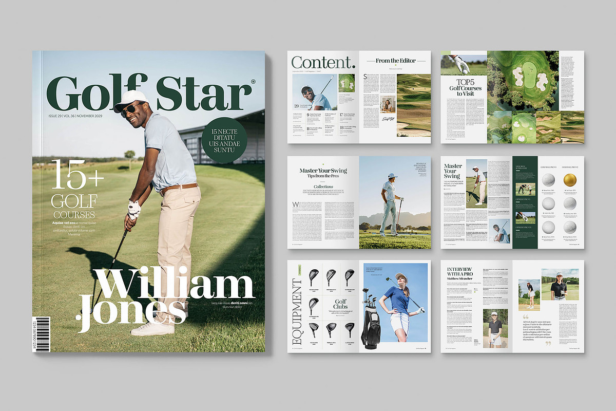 Golf Magazine Template, a Magazine Template by BrandPacks