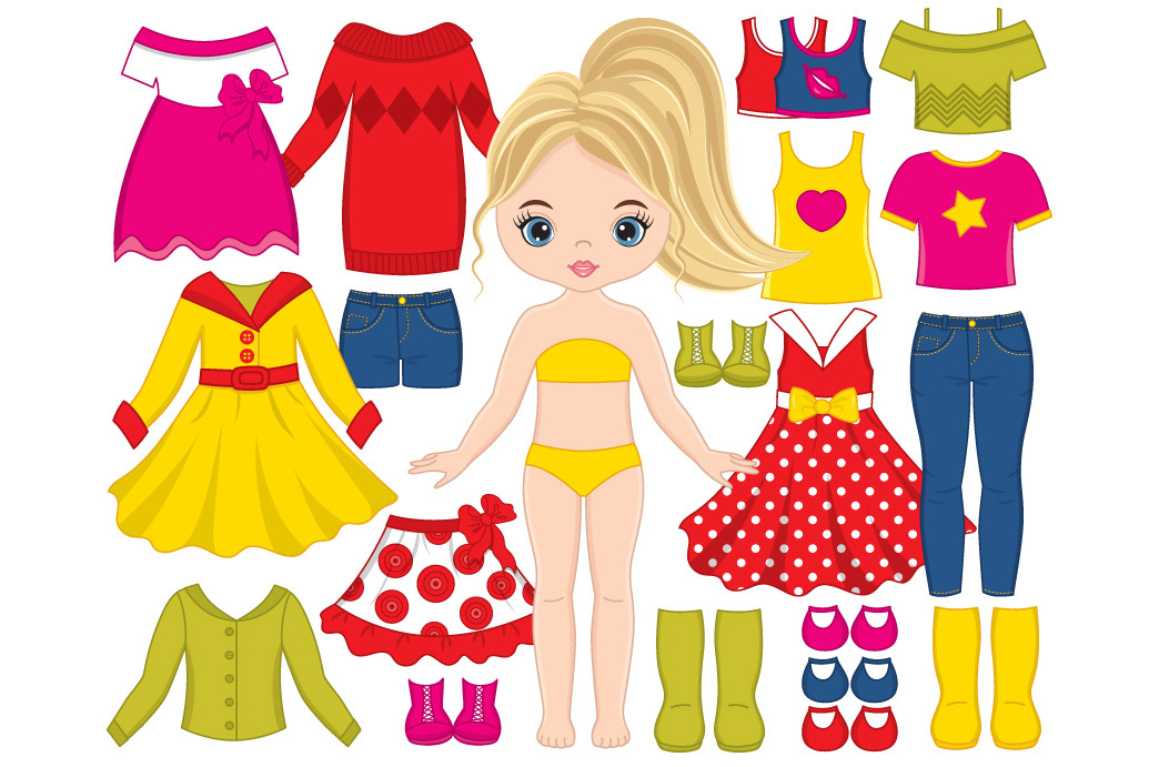 Vector Dress Doll Clipart, an Illustration by TheCreativeMill