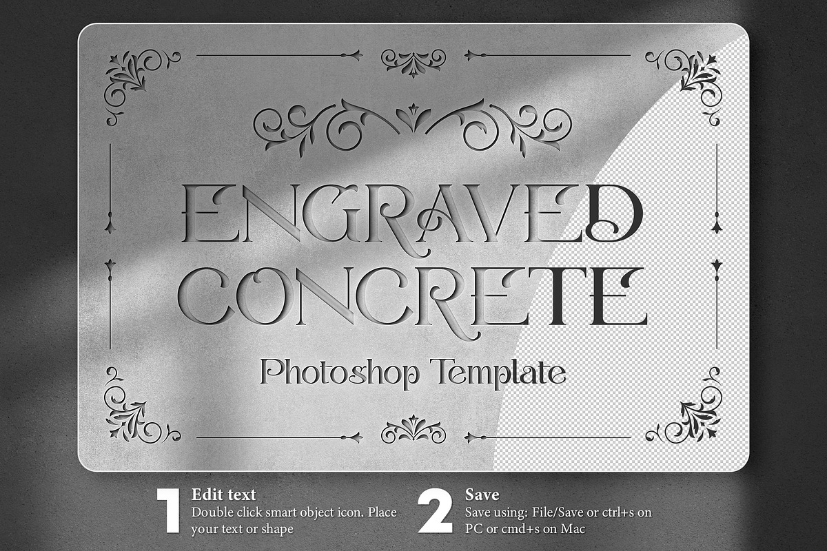 Engraved Concrete Template, a Layer Style Add-On by Andrew Skoch Design
