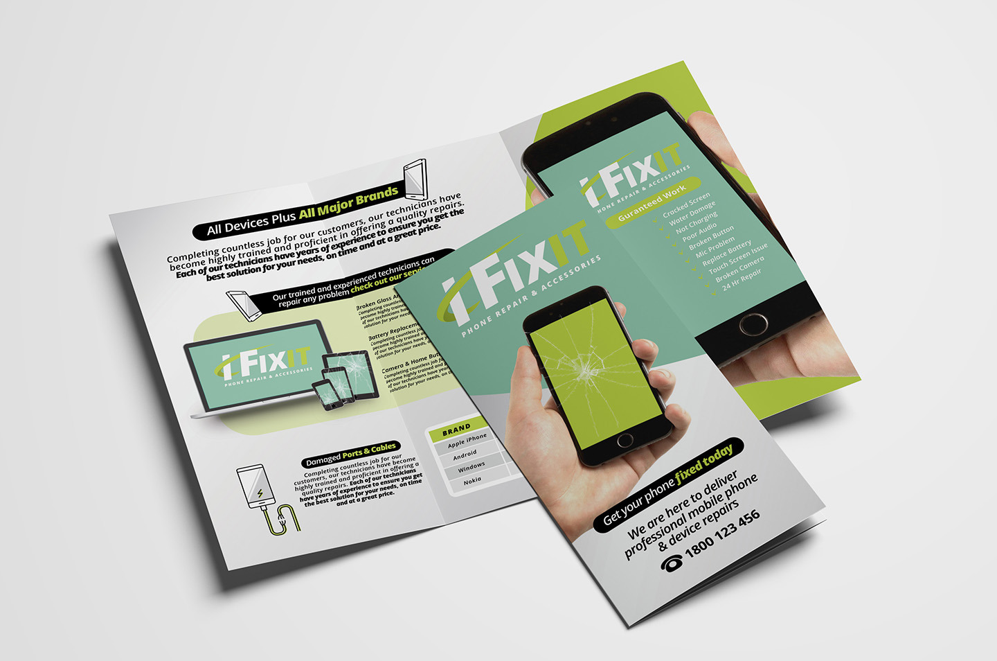 Phone Repair Shop Tri-Fold Brochure, a Brochure Template by BrandPacks