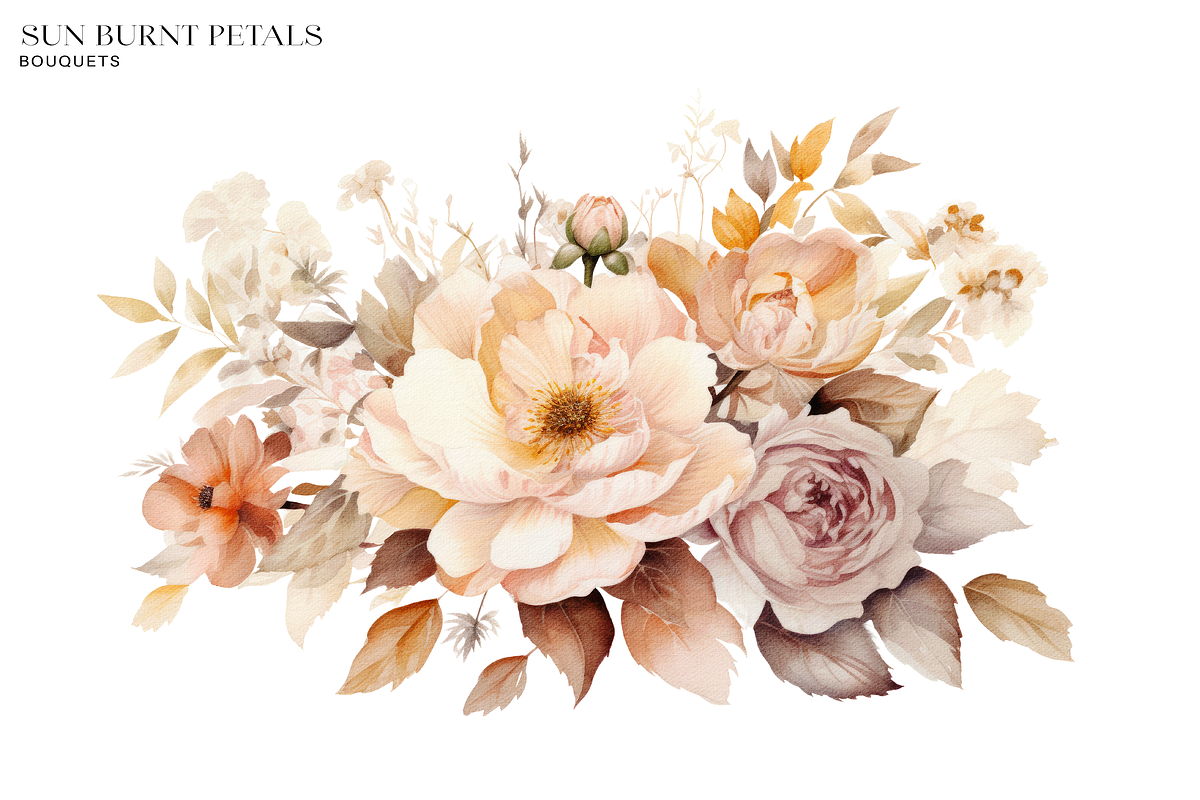 Watercolor Dusty Beige Flowers Set, a Decorative Illustration by ...