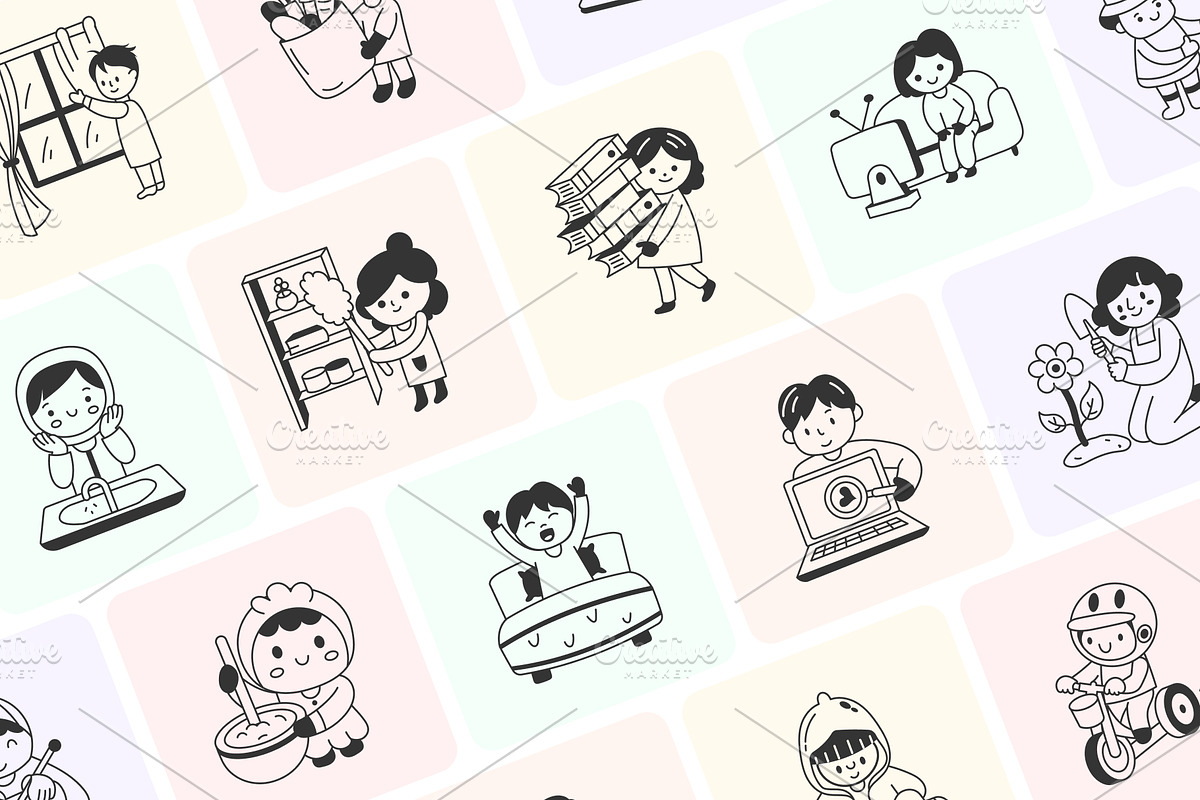 Animated Daily Activities Doodle