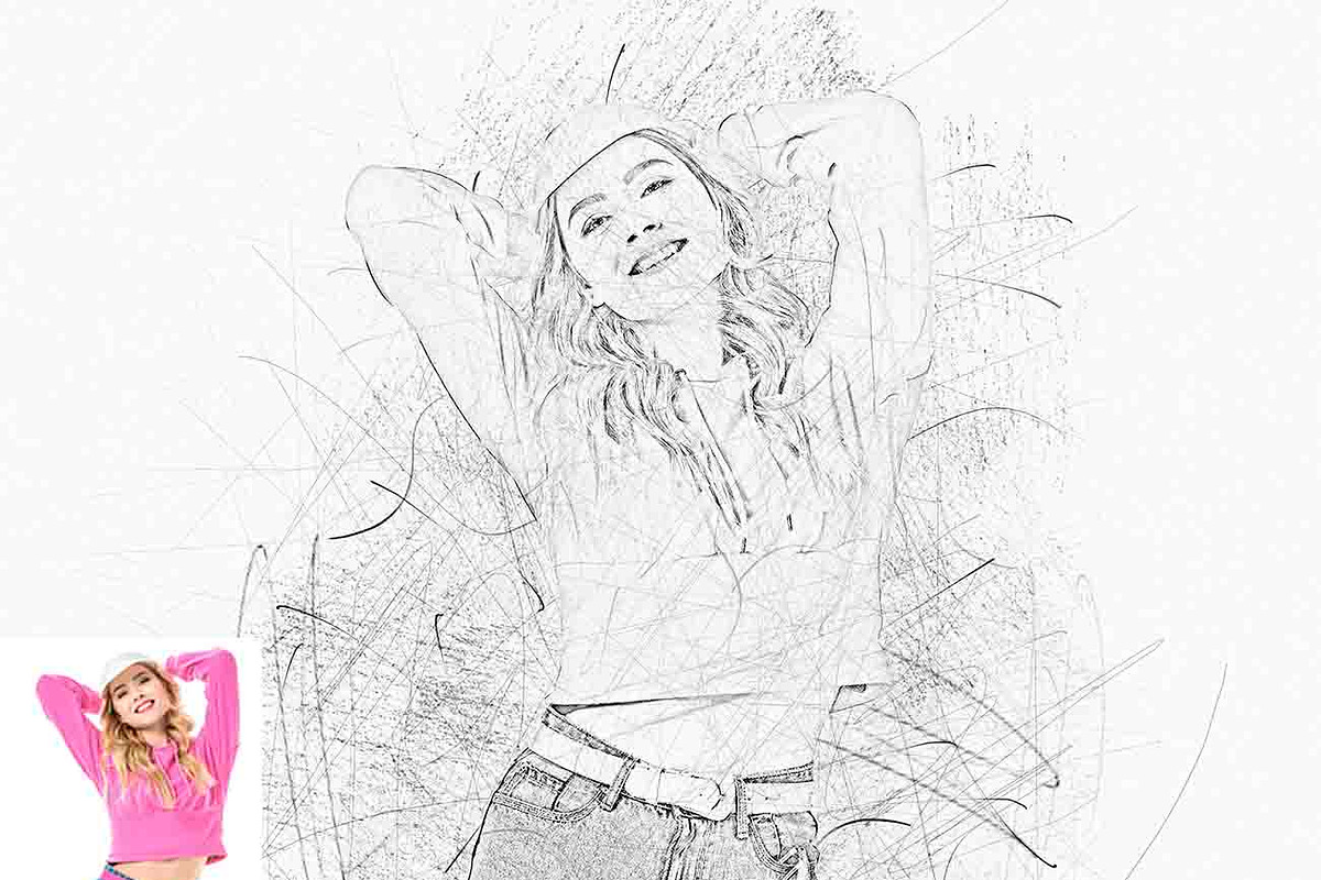 Pen Drawing Effect Photoshop Action, an Action Add-On by Studio Retouch ...