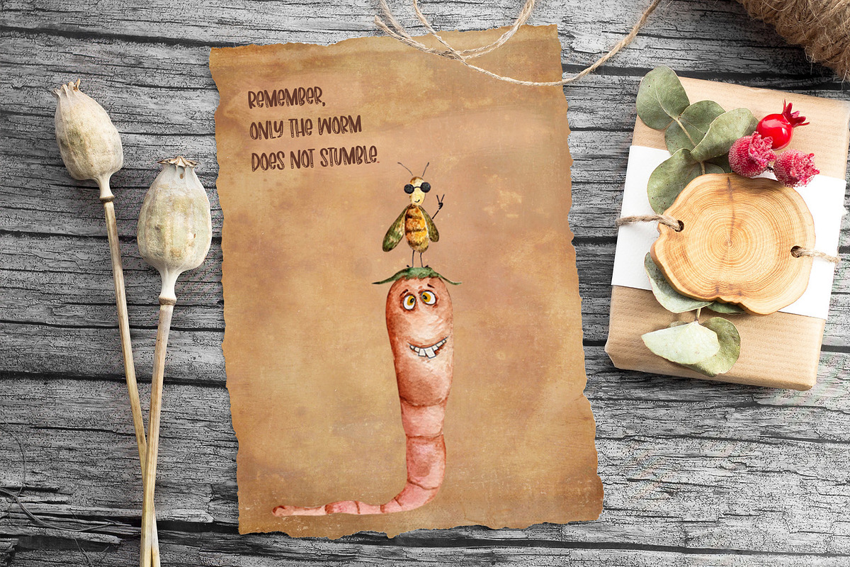 Collection of watercolor worms, a Decorative Illustration by Watercolor ...