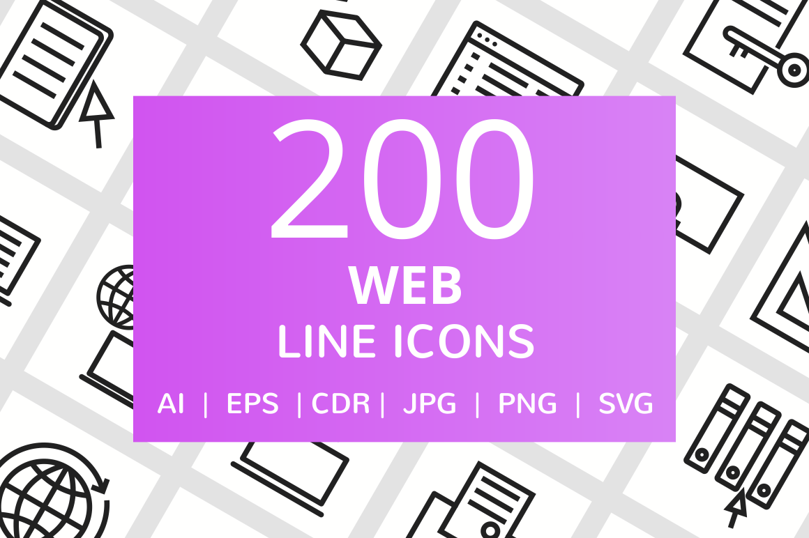 200 Web Line Icons, an Outline Icon by IconBunny