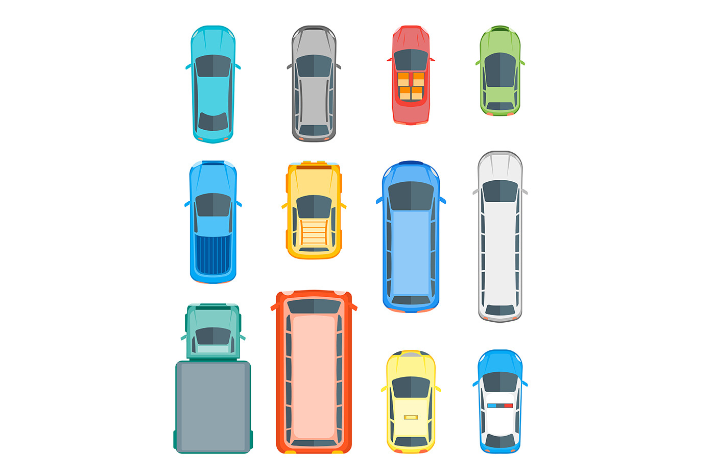Cars Top View Set. Vector | Object Illustrations ~ Creative Market