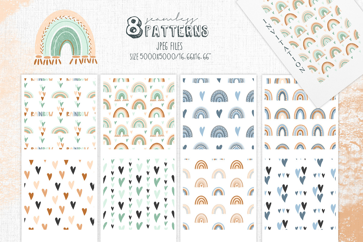 Boho rainbow clipart