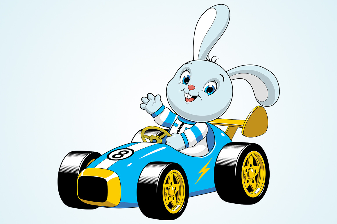 Bunny in a sport car, an Animal Illustration by Mark2000 | Creative Market