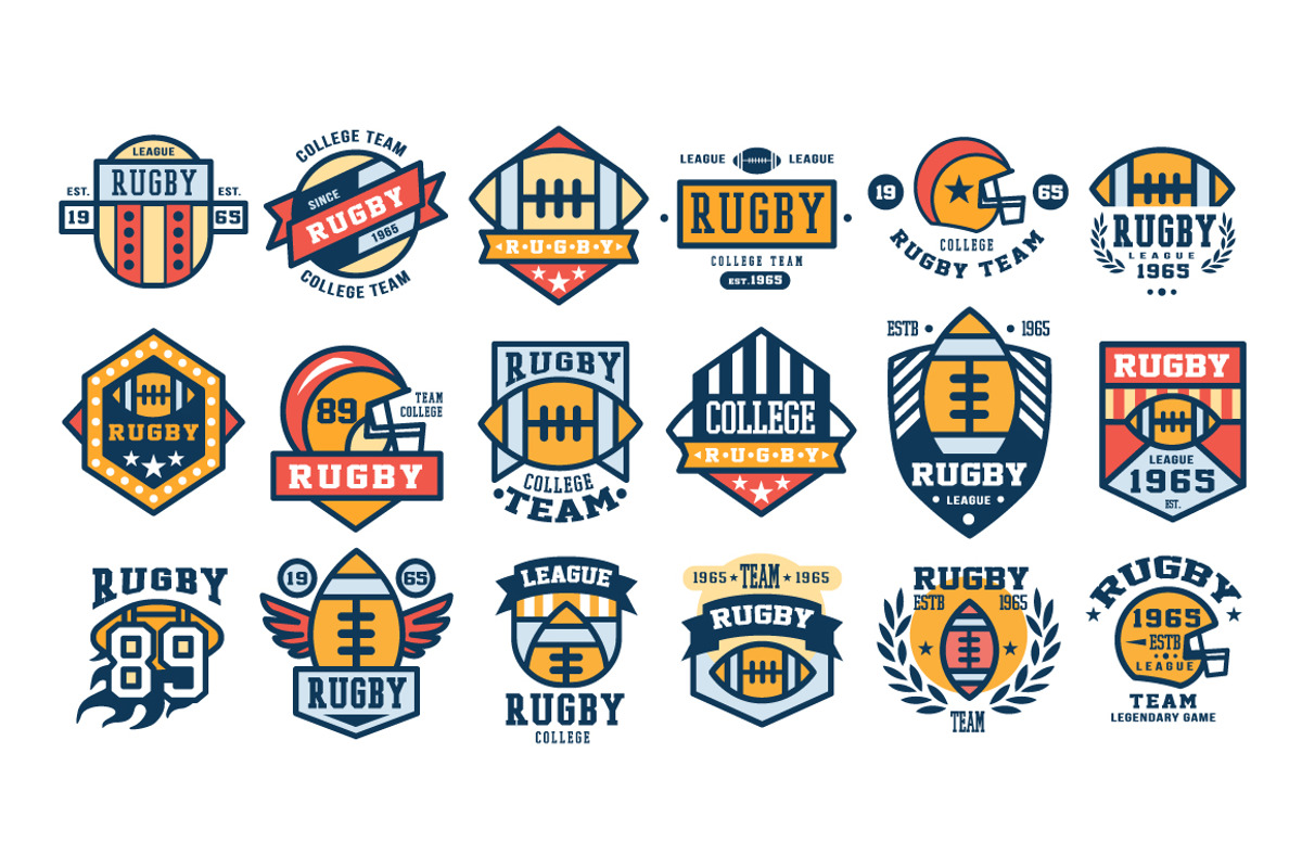 Set of Rugby club emblems, a Branding & Logo Template by TopVectors