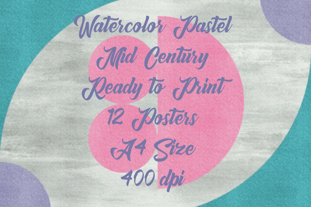 Watercolor Pastel Mid Century Posters | Creative Market