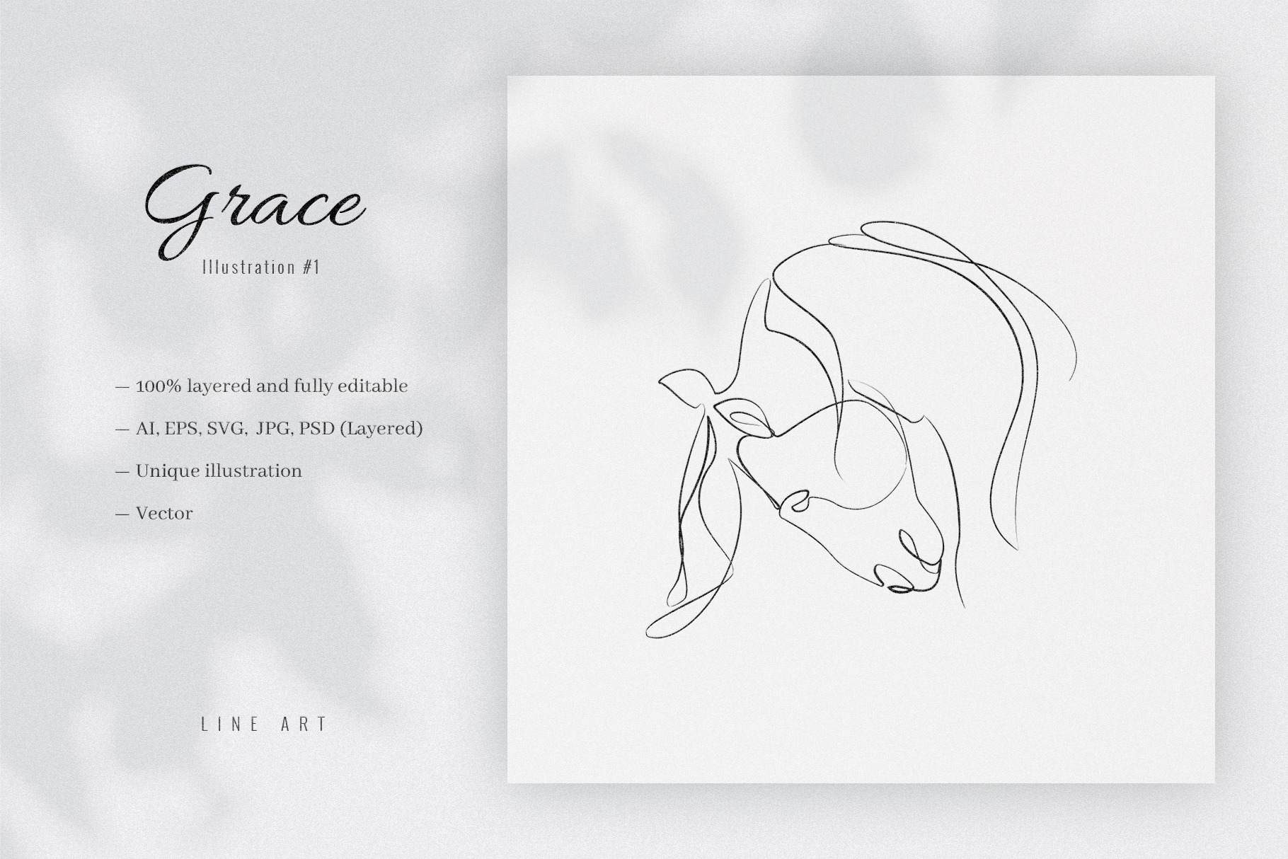 Grace #1. Line Art Illustration, an Animal Illustration by le-genda