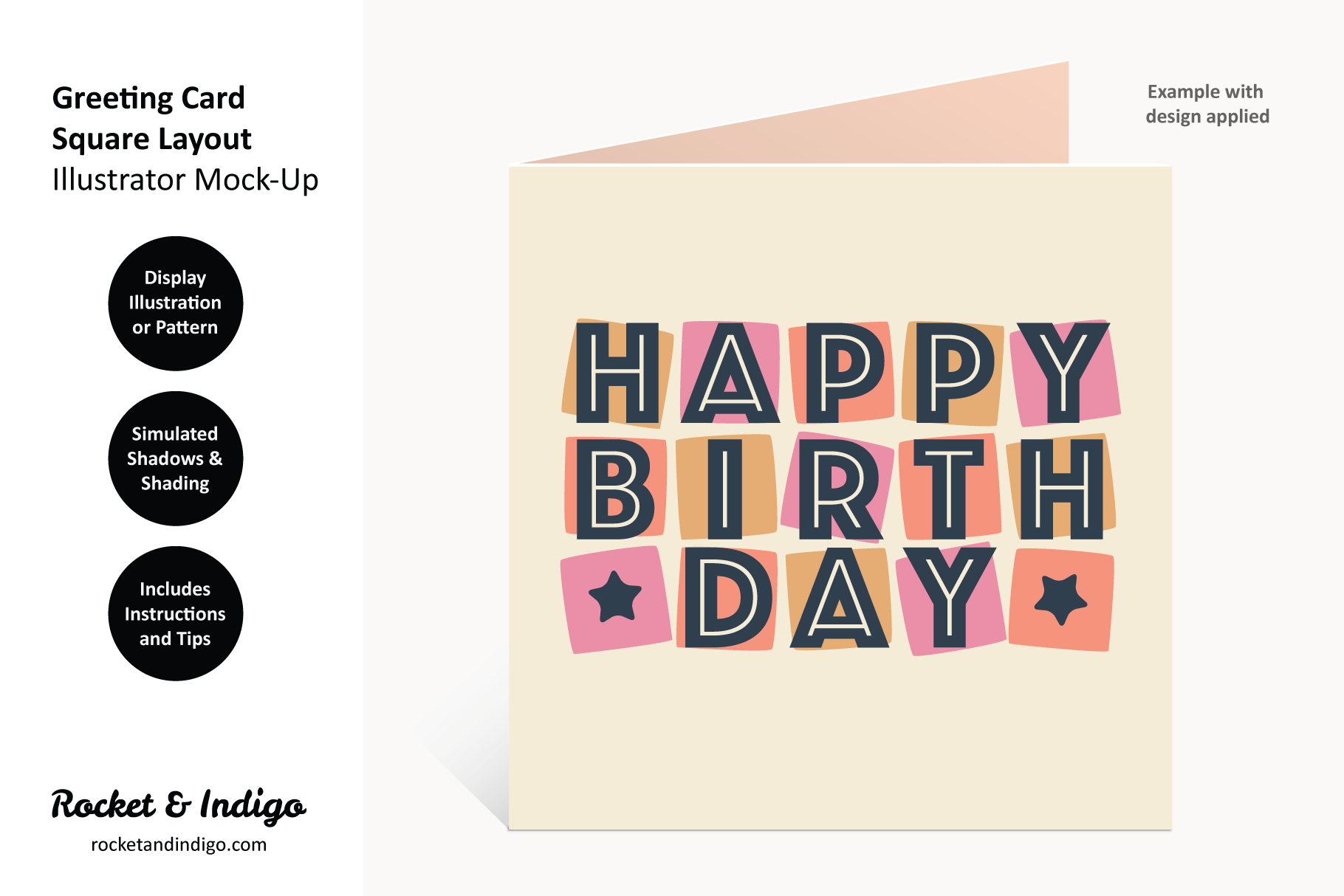 Greeting Card Illustrator Mock-Up 1, a Print Template by Rocket & Indigo