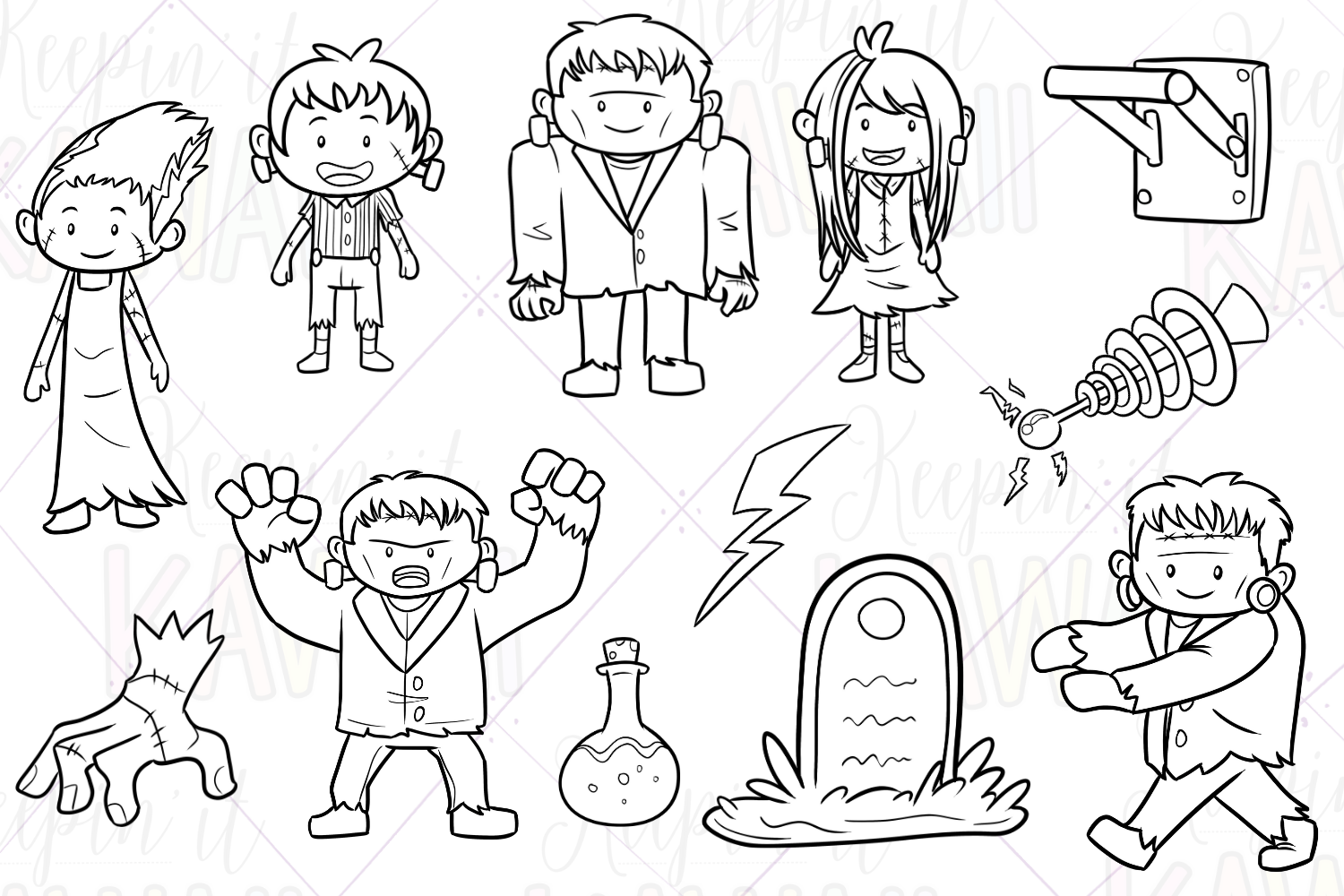 Monster Family Digital Stamps, an Education Illustration by Keepin' It ...