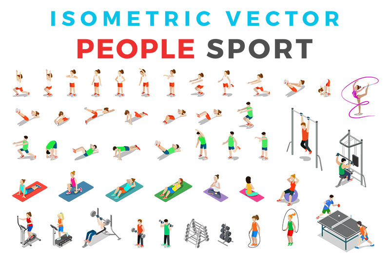 Vector Sport People Isometric Flat, a Graphic by Sentavio