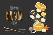 Dim Sum set. Vector illustration, a Food Illustration by AKOMIX