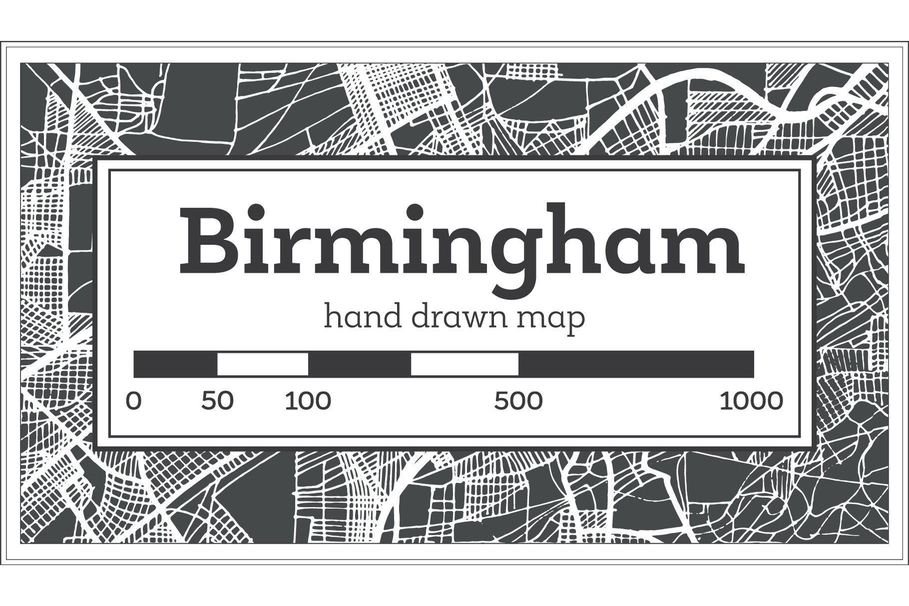 Birmingham Alabama USA City Map, a Transportation Illustration by Booblgum