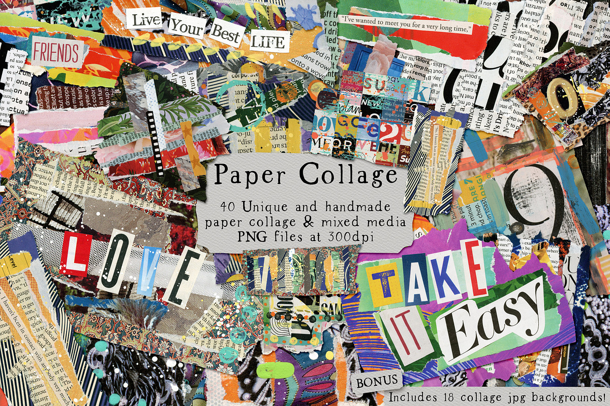 Paper Collage Pngs and Backgrounds