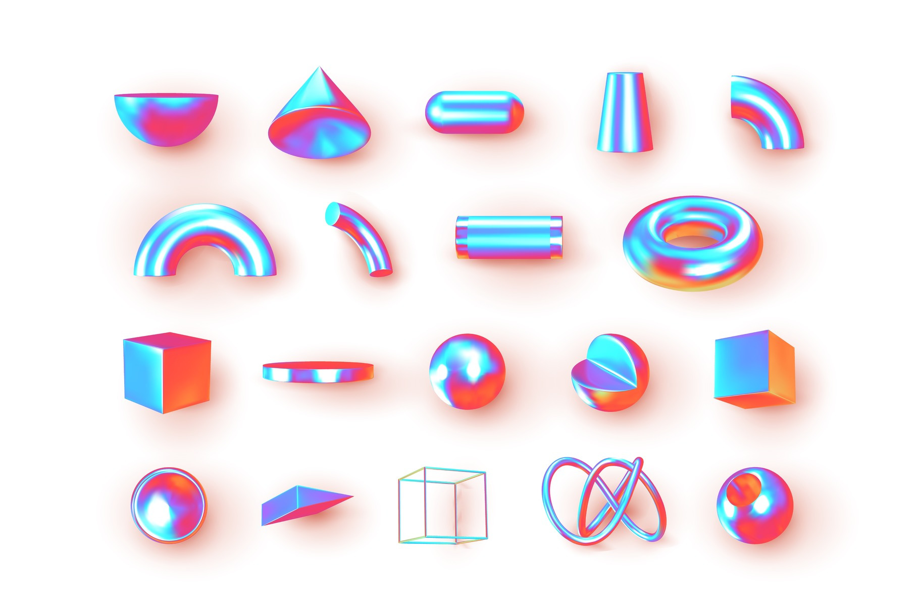 Set of 3d geometric shapes objects, an Object Graphic by Modern vector