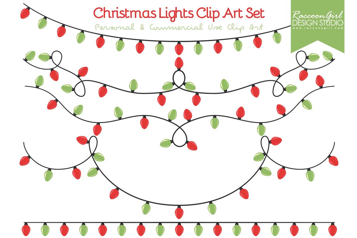 Christmas Lights Clip Art Set, a Work Illustration by RaccoonGirl Design