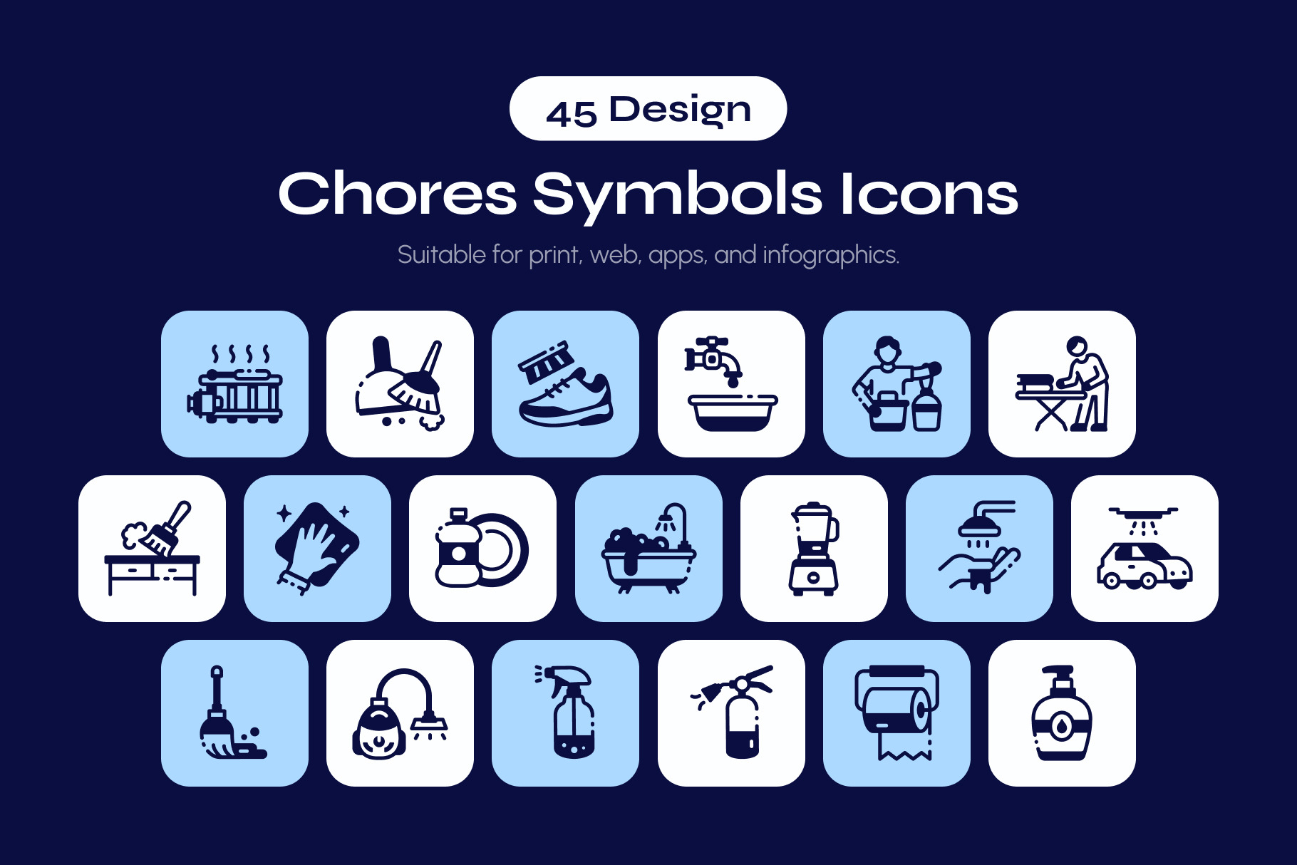 Animated Chores Symbol Icon Set
