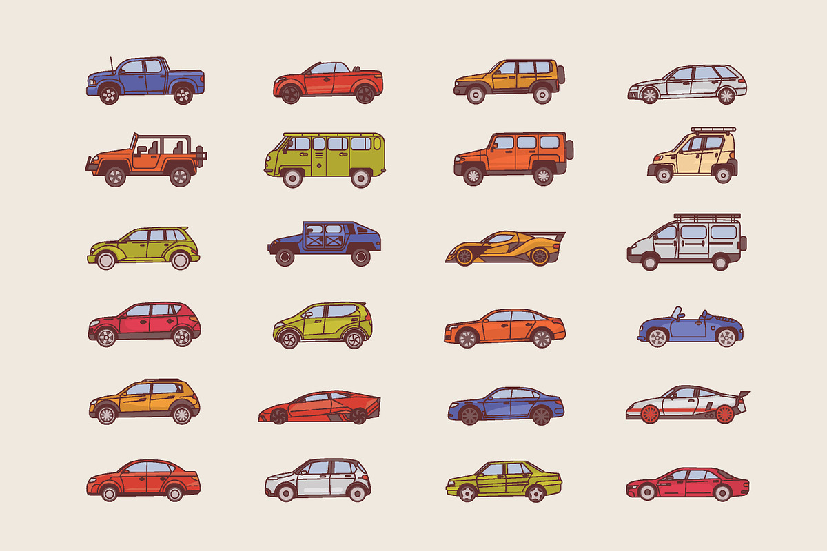 Cars lineart bundle, a Texture Illustration by Good Studio