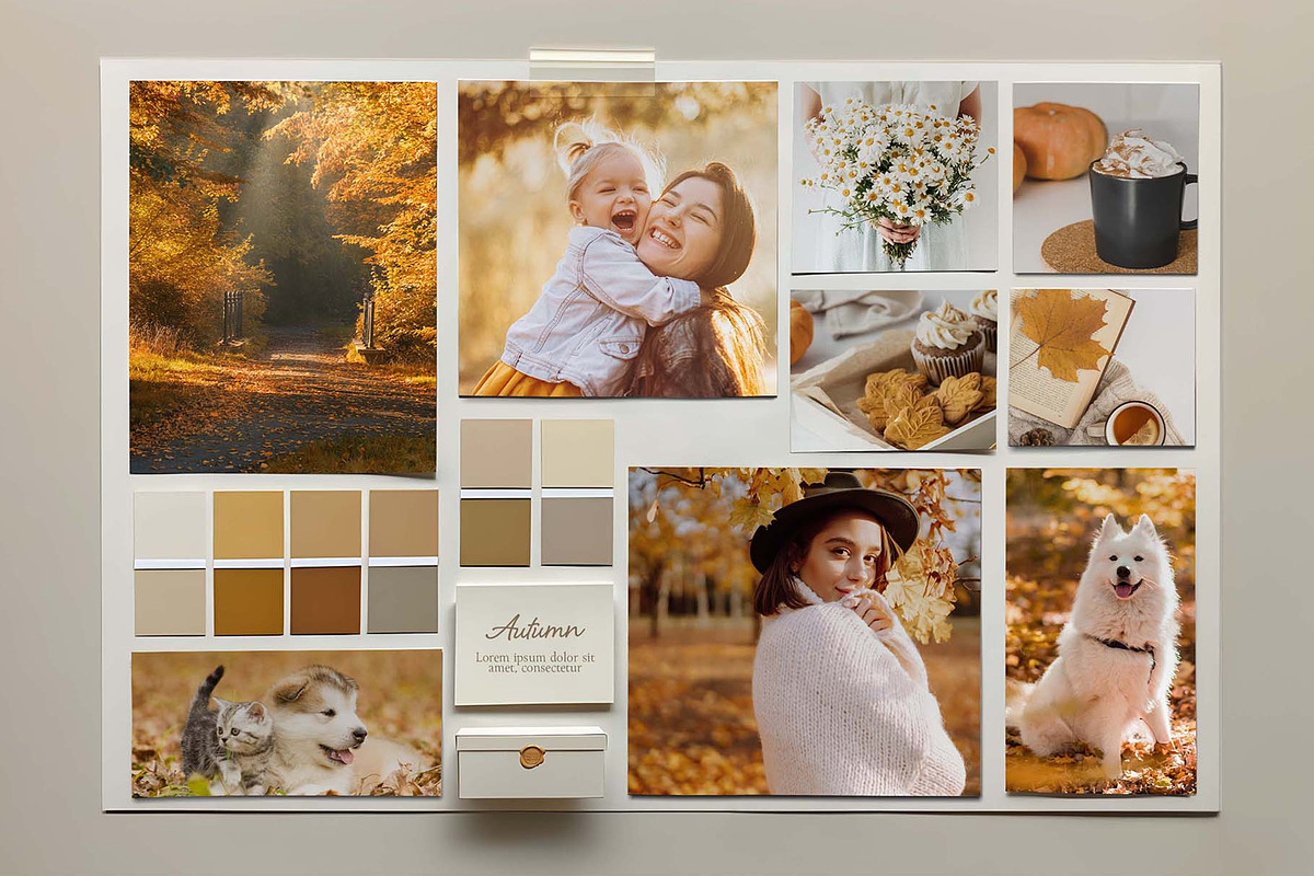 Autumn Fall Mood Board Photo Collage, a Card Template by BrandPacks