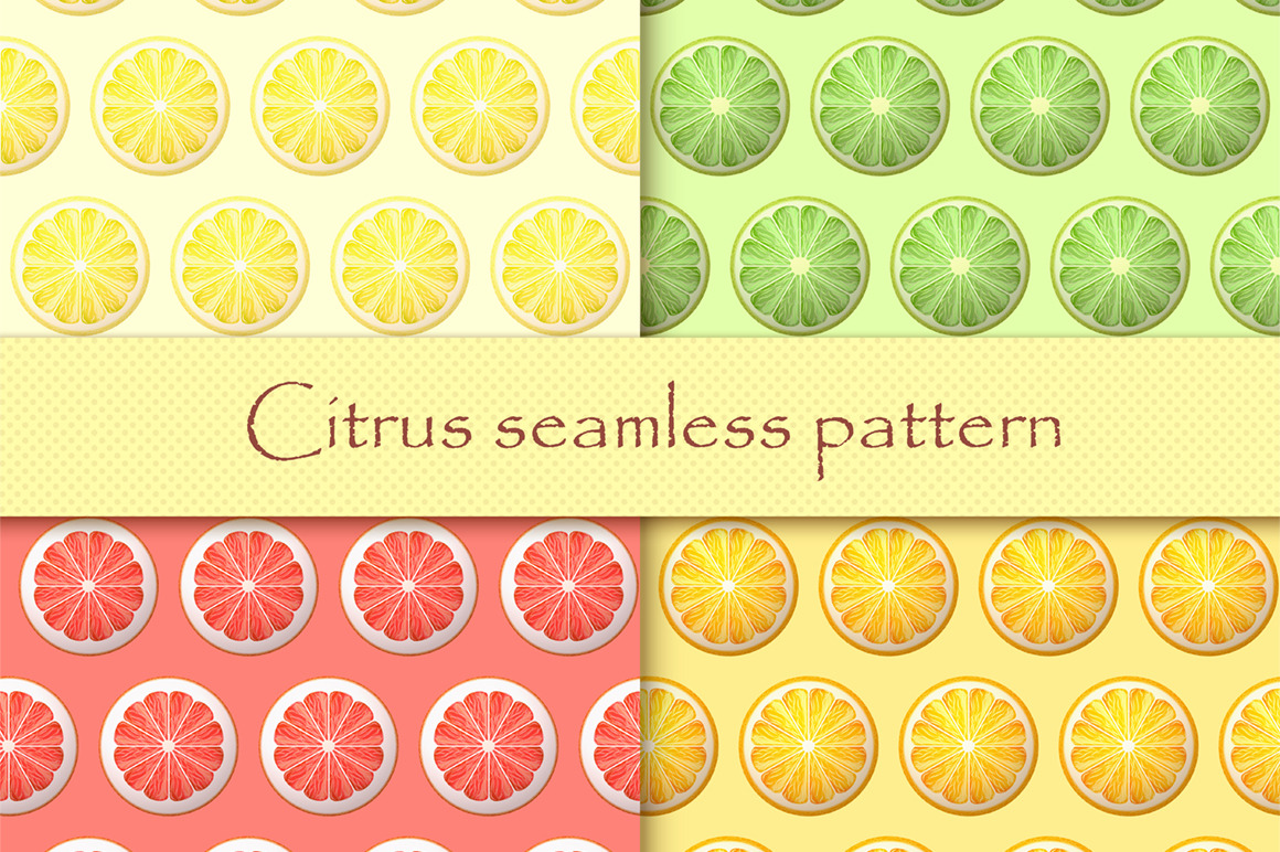 Set citrus seamless patterns, a Pattern Graphic by Maria_So