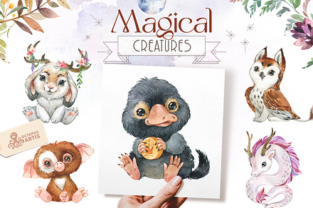 A Collection of Mythical Creatures Watercolor Illustrations | Creative ...