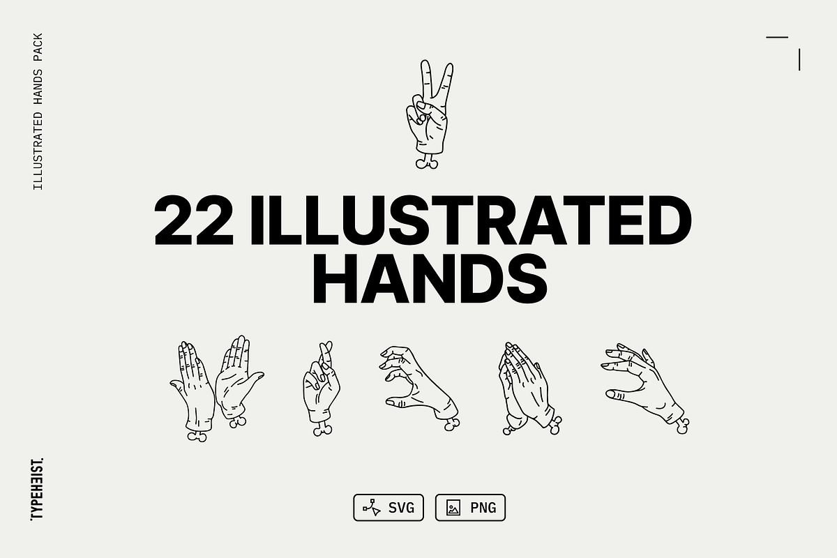 22 Illustrated Hands Vector Pack