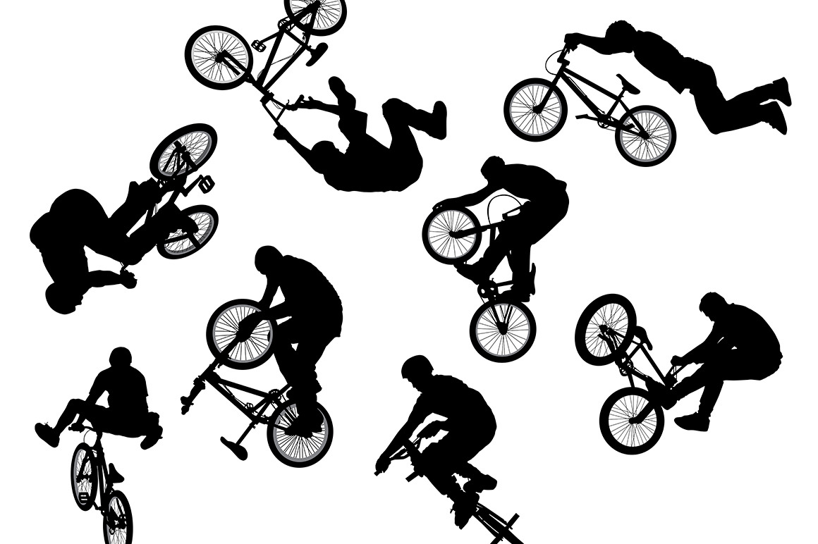 BMX Cyclist Silhouette Vector Set, a Graphic by Shocky Design Studio