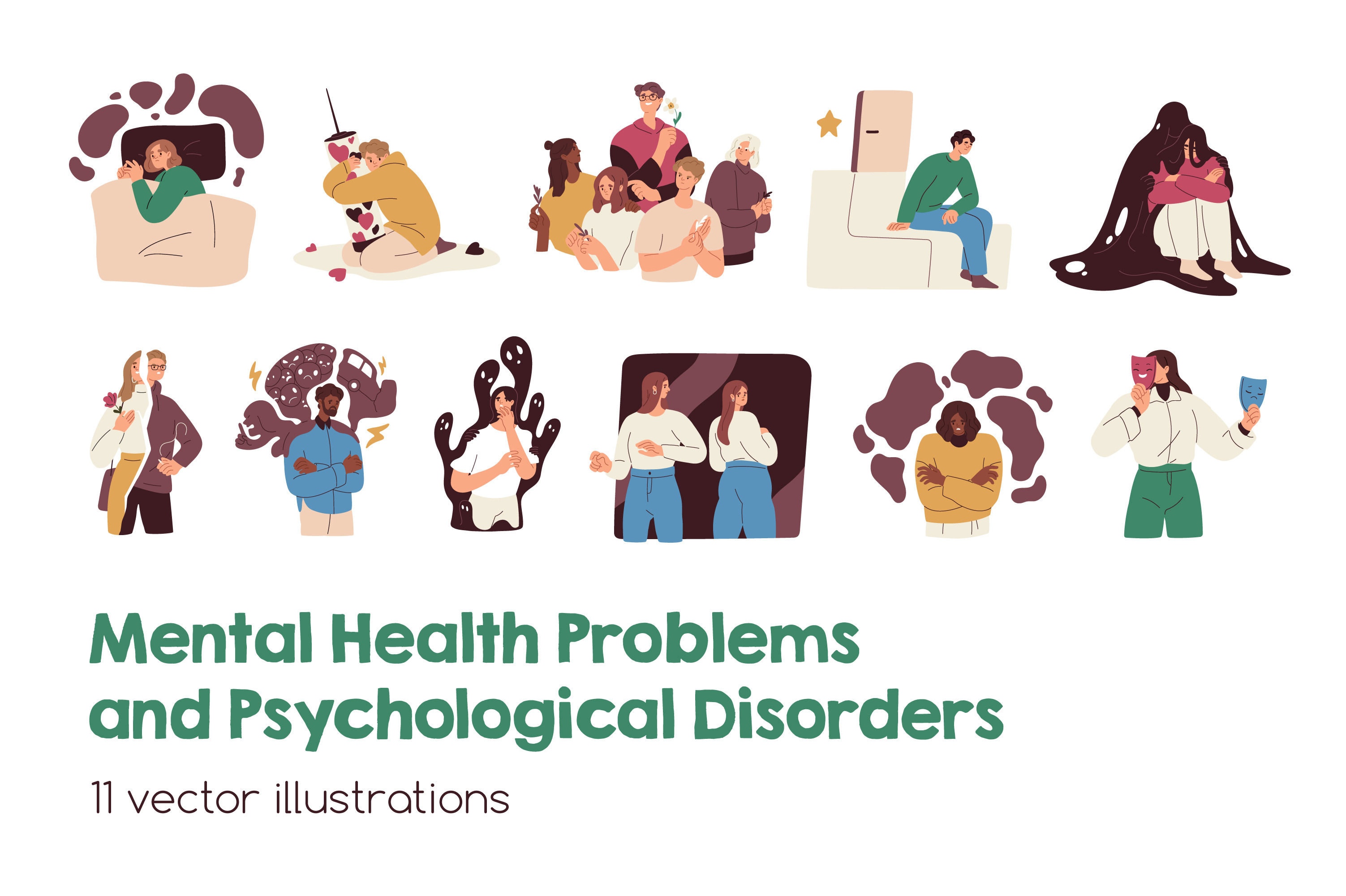 Mental problems & disorders concept, a Healthcare Illustration by Good ...