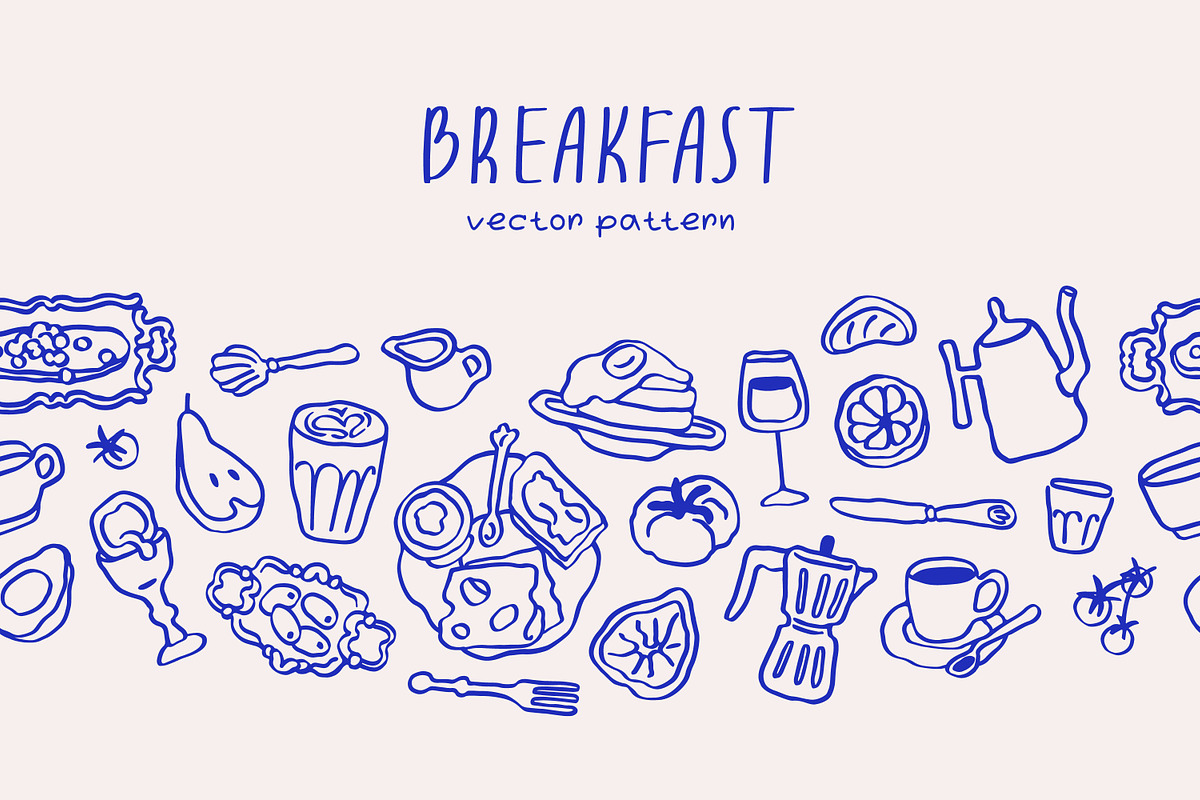 Breakfast food seamless pattern, a Pattern Graphic by Good Studio