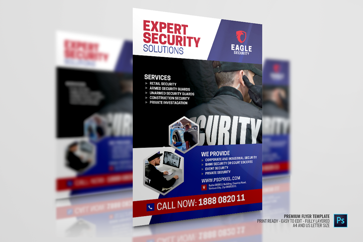 Security Services Promotional Flyer, a Flyer Template by PSDPixel