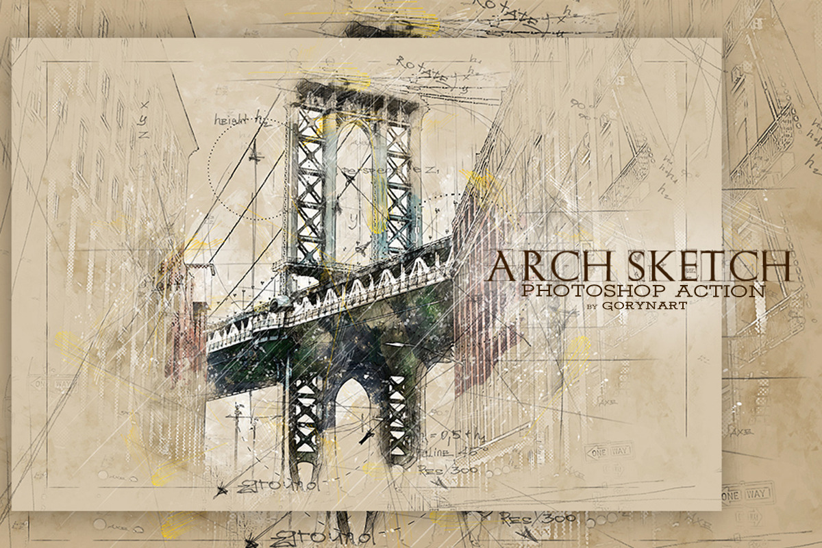 Arch Sketch Photoshop Action, an Action Add-On by GorynArt