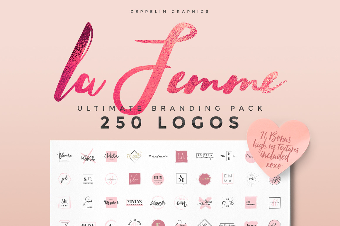 250 Feminine Logos Pack, a Branding & Logo Template by Graphicdome