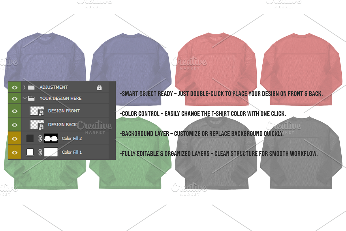 Mesh Long Sleeve Jersey Mockup PSD, a Shirt Mockup by std.badboy