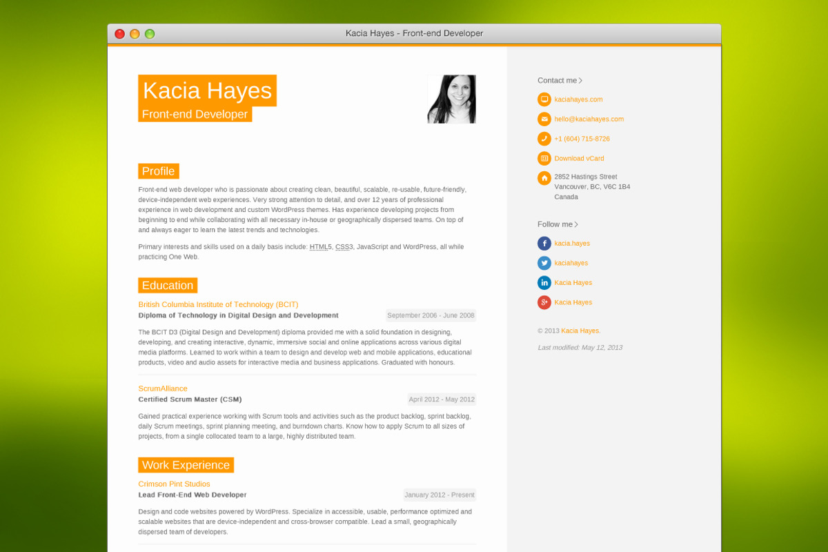 Hired - A Responsive Resume Template, a Websites & App Template by ...