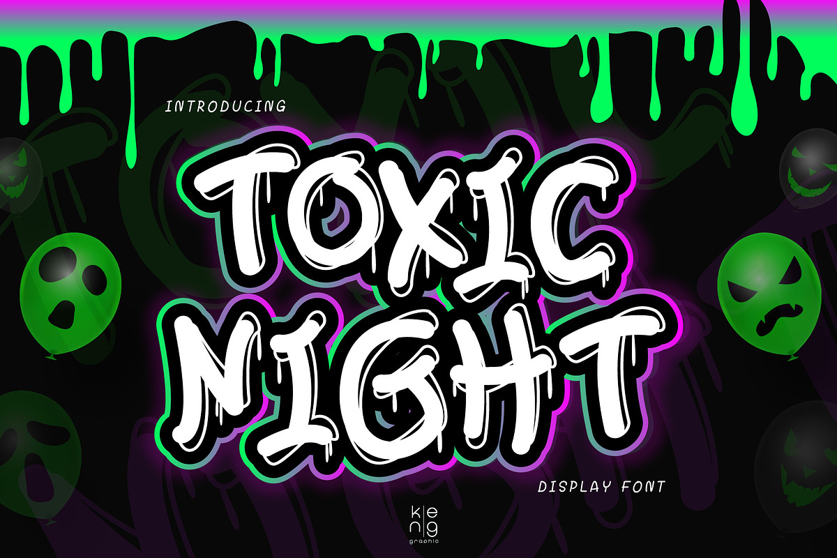 Toxic Night Font, a Handwritten Font by KengGraphic