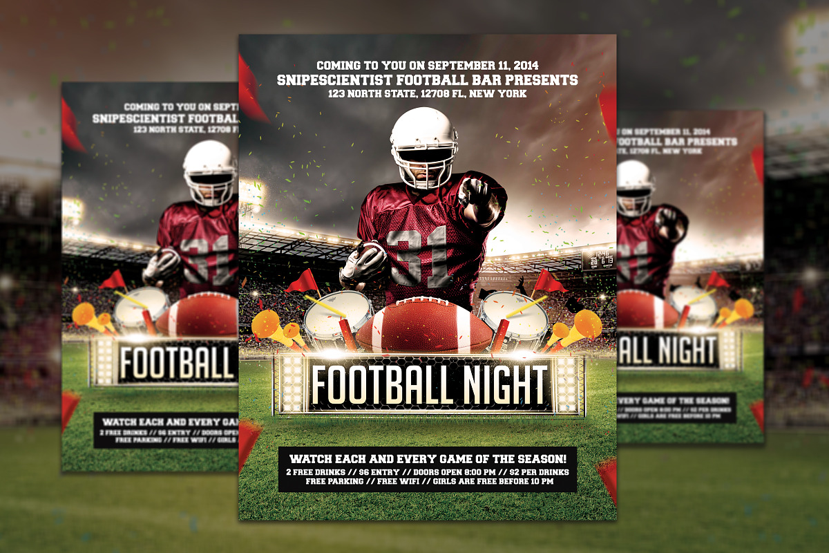 Fantasy Football Game Flyer Template, a Flyer Template by SNIPESCIENTIST