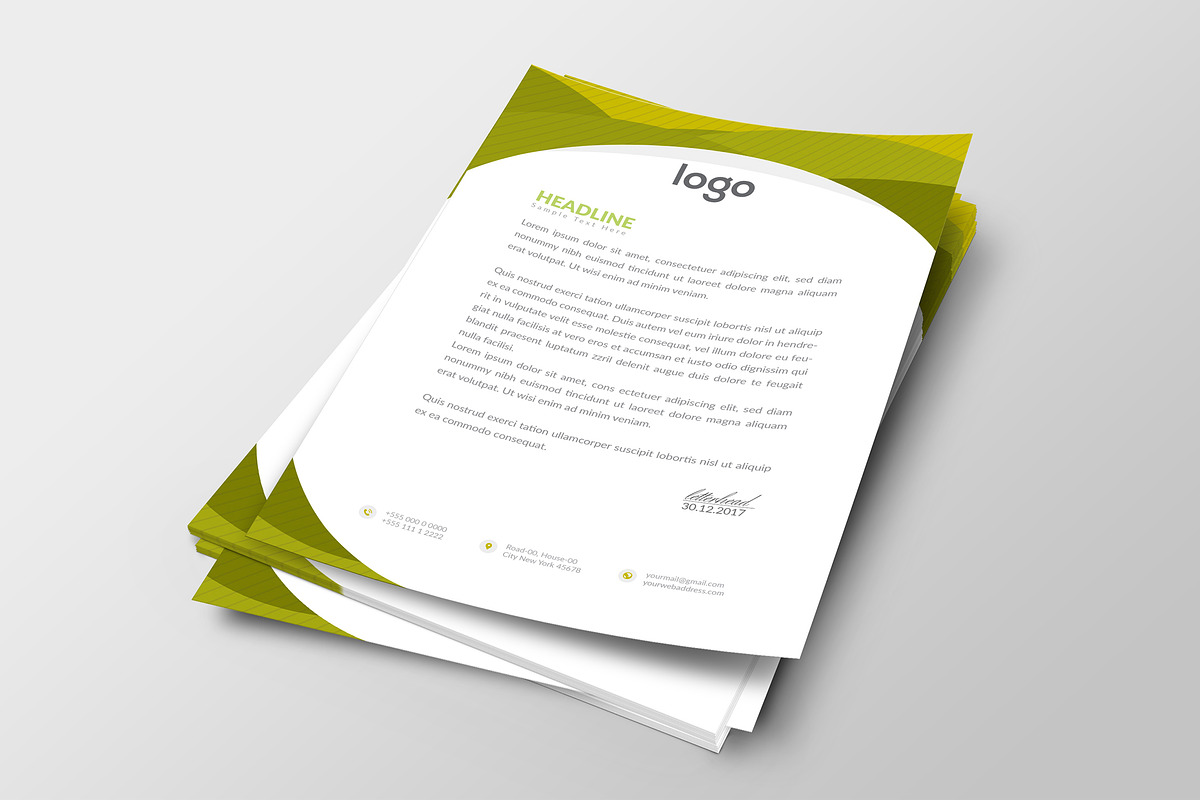 Beautiful Letterhead Template Design, a Stationery Template by ZAAS