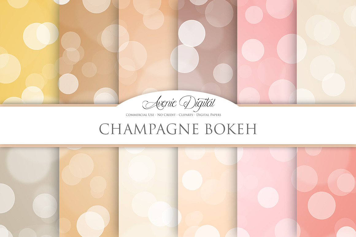 Champagne Bokeh Overlay Papers, a Texture Graphic by Avenie Digital
