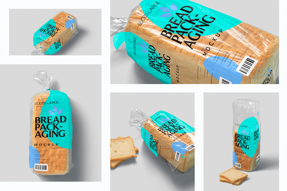Clear Sliced Bread Packaging Mockups, a Packaging Mockup by GfxFoundry ...