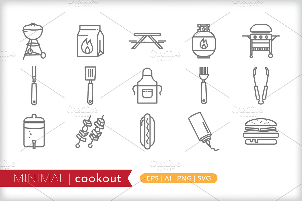 Minimal cookout icons, an Outline Icon by Picture Window