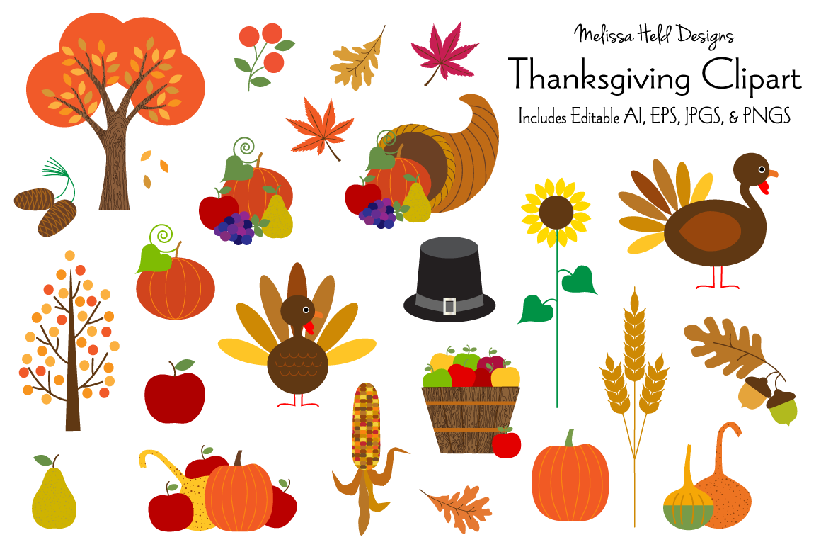 Thanksgiving Clipart, an Illustration by Melissa Held Designs