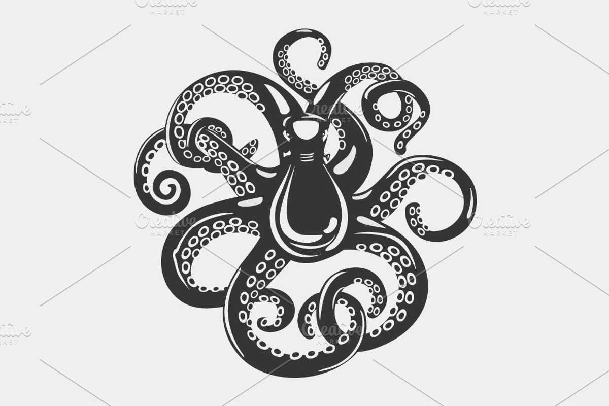Cartoon black octopus, an Object Graphic by Elegant Solution